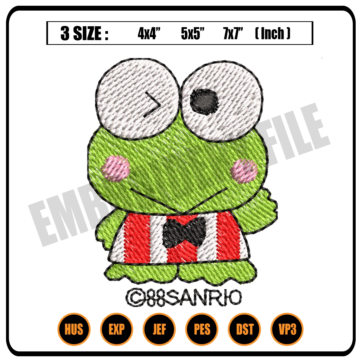 Sanrio Keroppi The Frog Embroidery png | Inspire Uplift