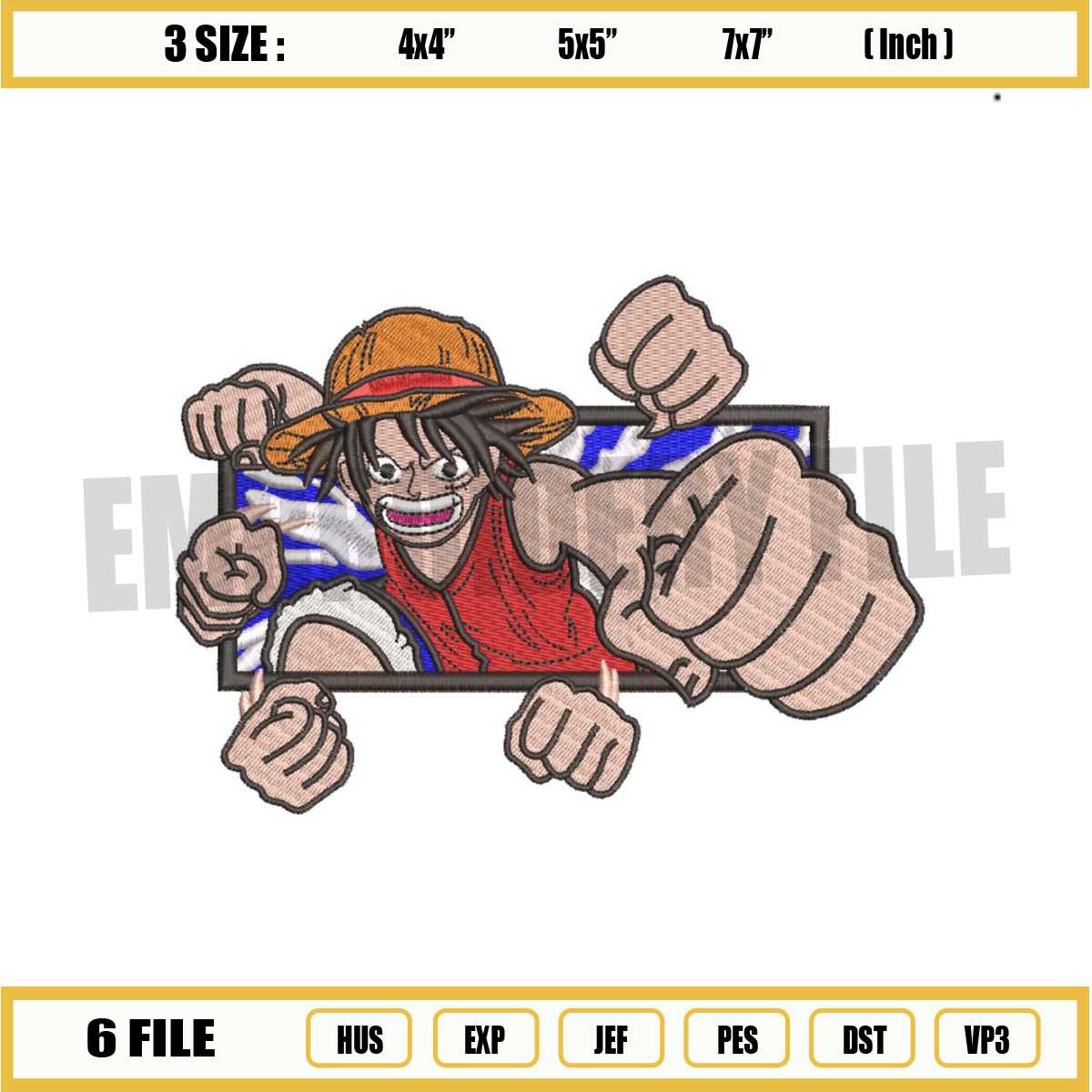 Anime Embroidery Pattern Luffy Multi Punch | Inspire Uplift