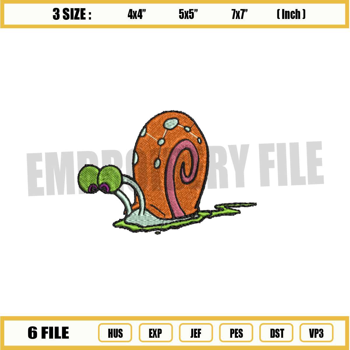 Gary The SpongeBob Snail Embroidery ,png | Inspire Uplift