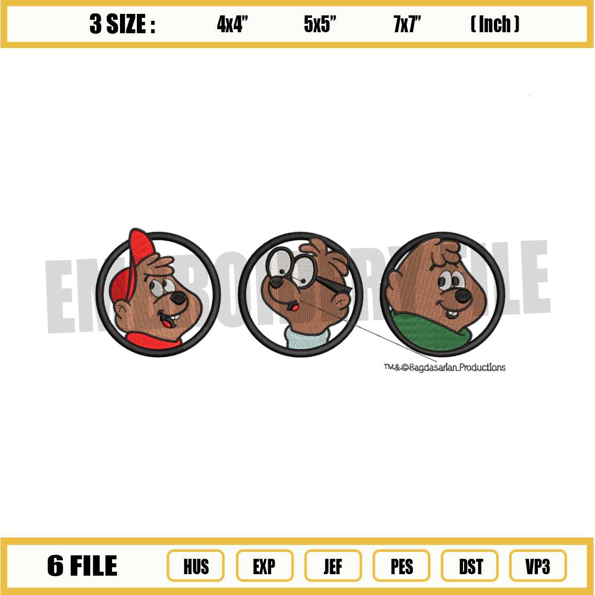 Alvin and The Chipmunks Face Embroidery ,png | Inspire Uplift