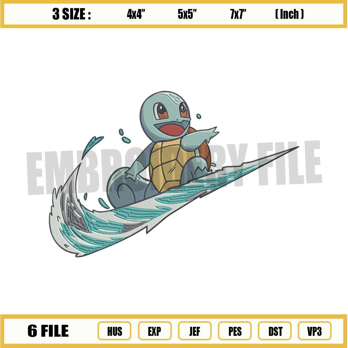 Swoosh squirtle embroidery design, Pokemon embroidery,Anime | Inspire ...