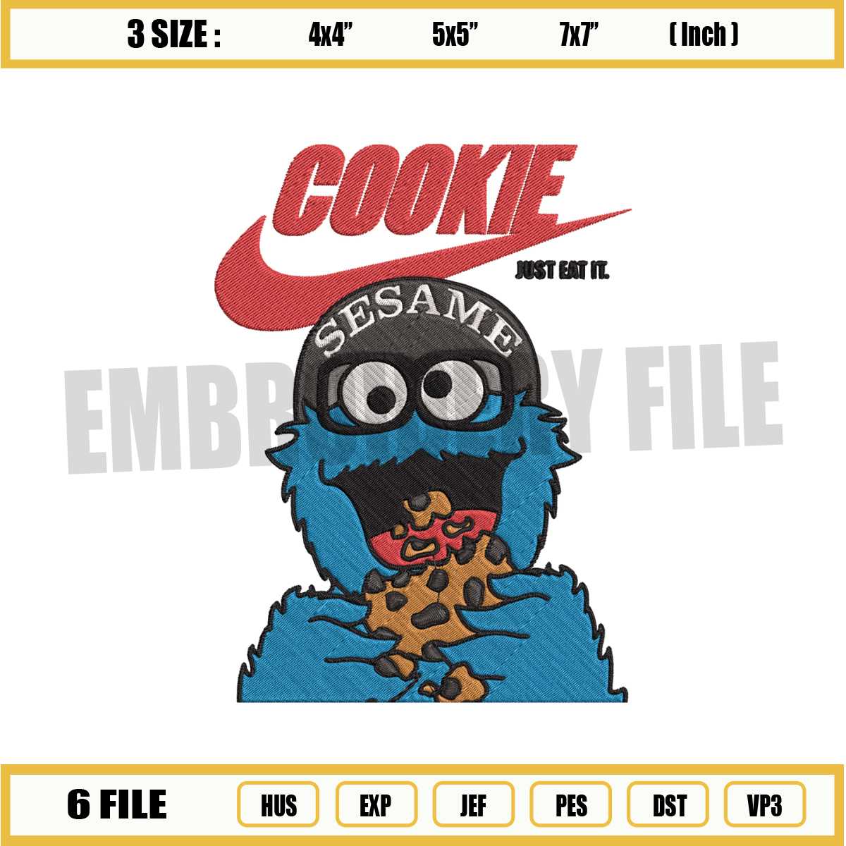 Cookie Monster X Nike Embroidery Design Png | Inspire Uplift