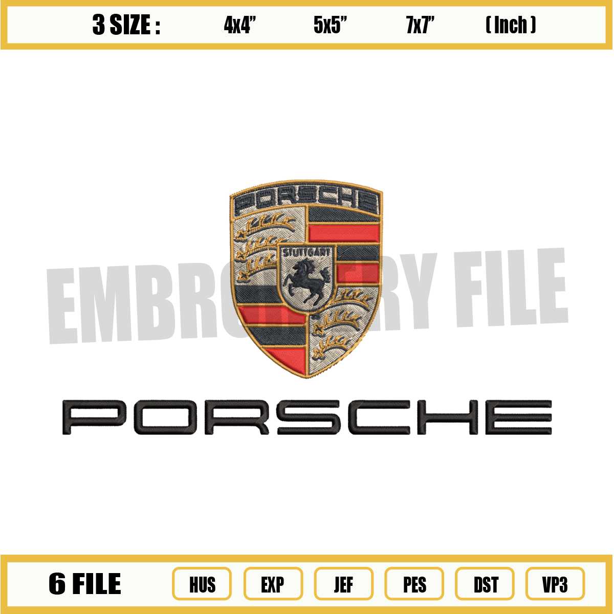 Porsche Car Logo Embroidery Design Png - Inspire Uplift