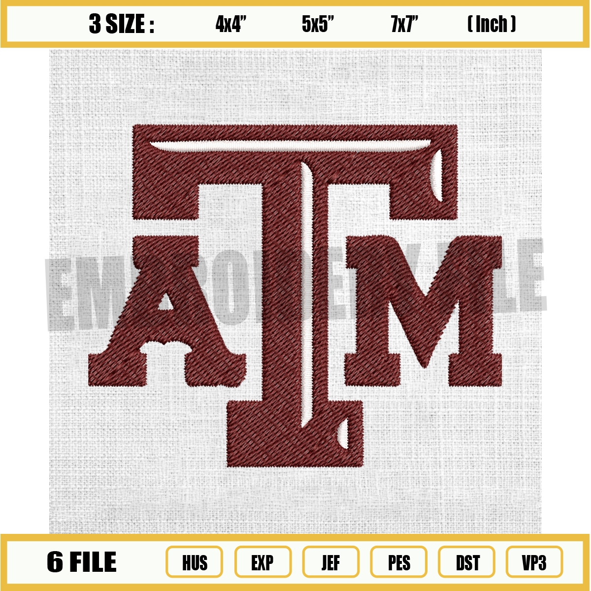 Texas A and M Aggies NCAA Football Logo Embroidery Design | Inspire Uplift