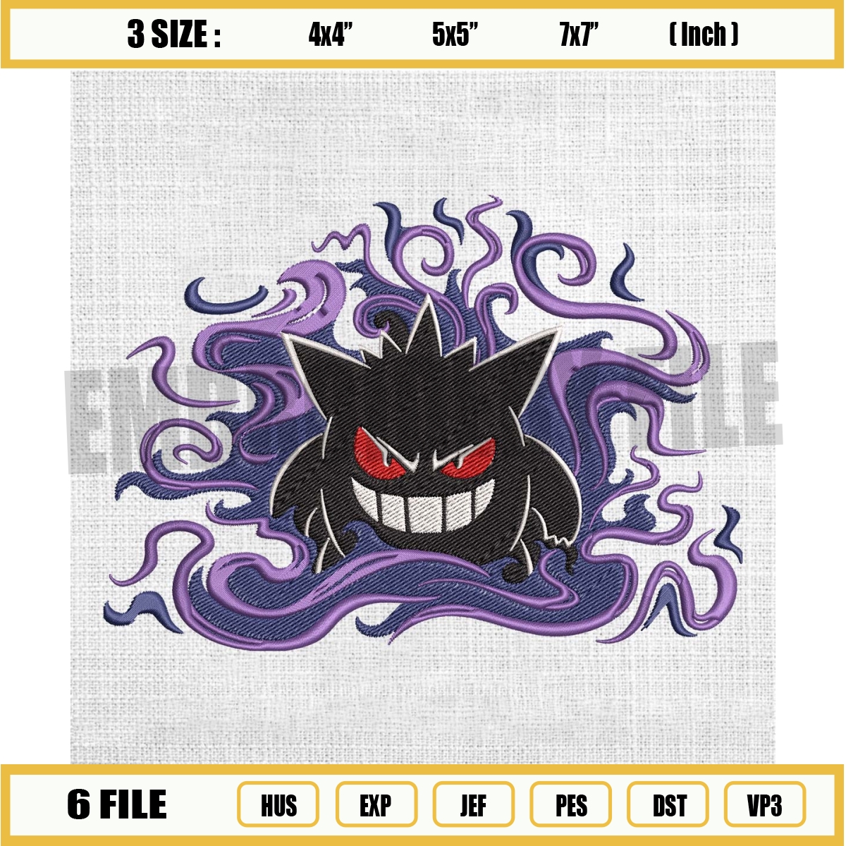Gengar Pokemon Embroidery Design | Inspire Uplift