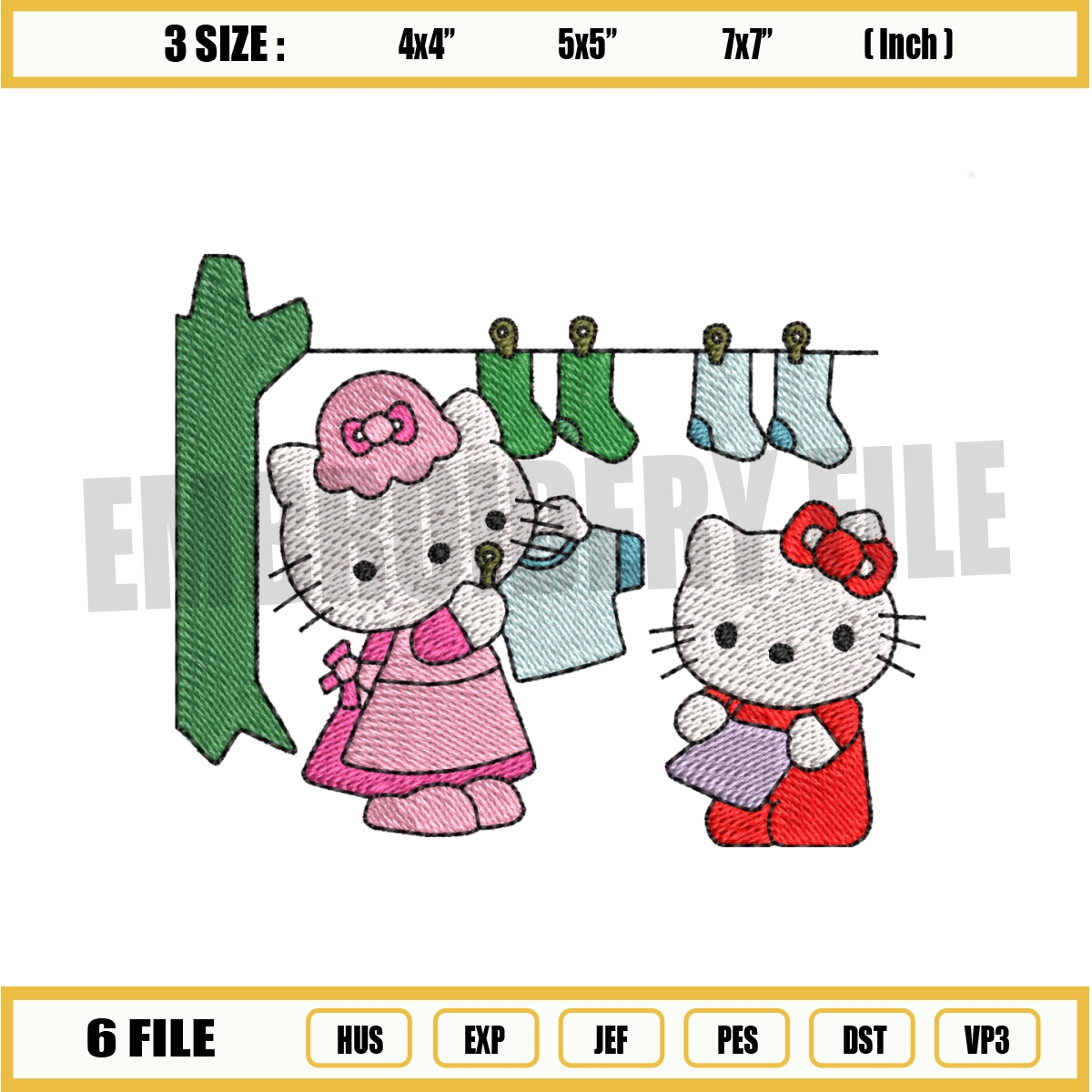 Hello Kitty Helping Mama Embroidery png | Inspire Uplift