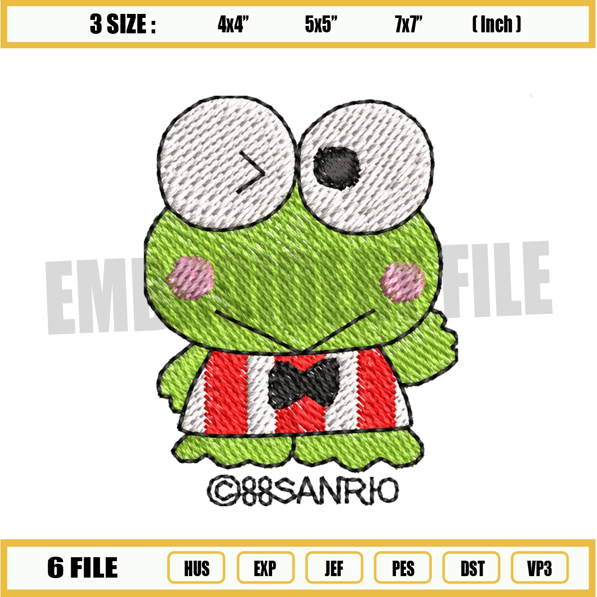 Sanrio Keroppi The Frog Embroidery png | Inspire Uplift