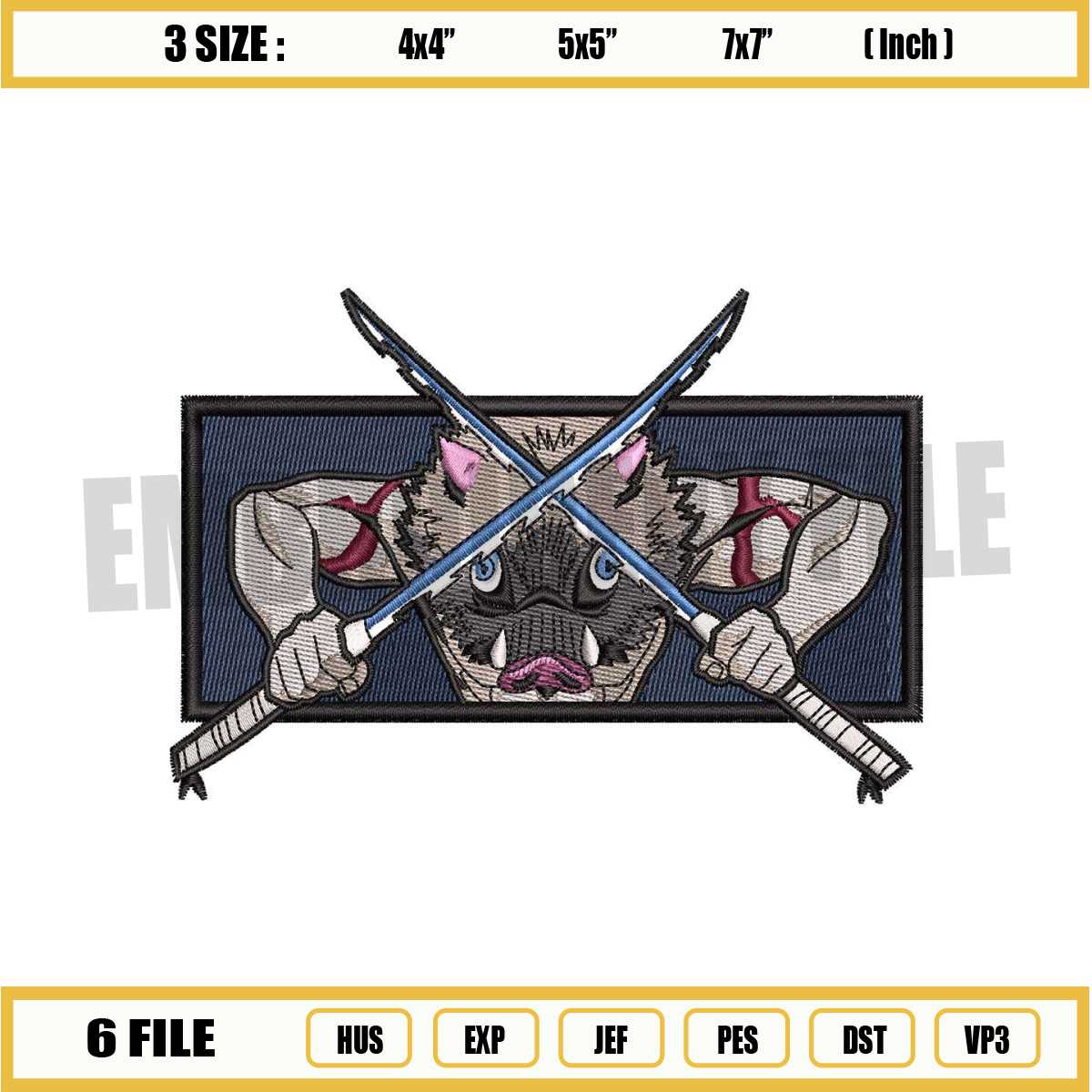 Hashibira Inosuke Swords Anime Embroidery Design png | Inspire Uplift