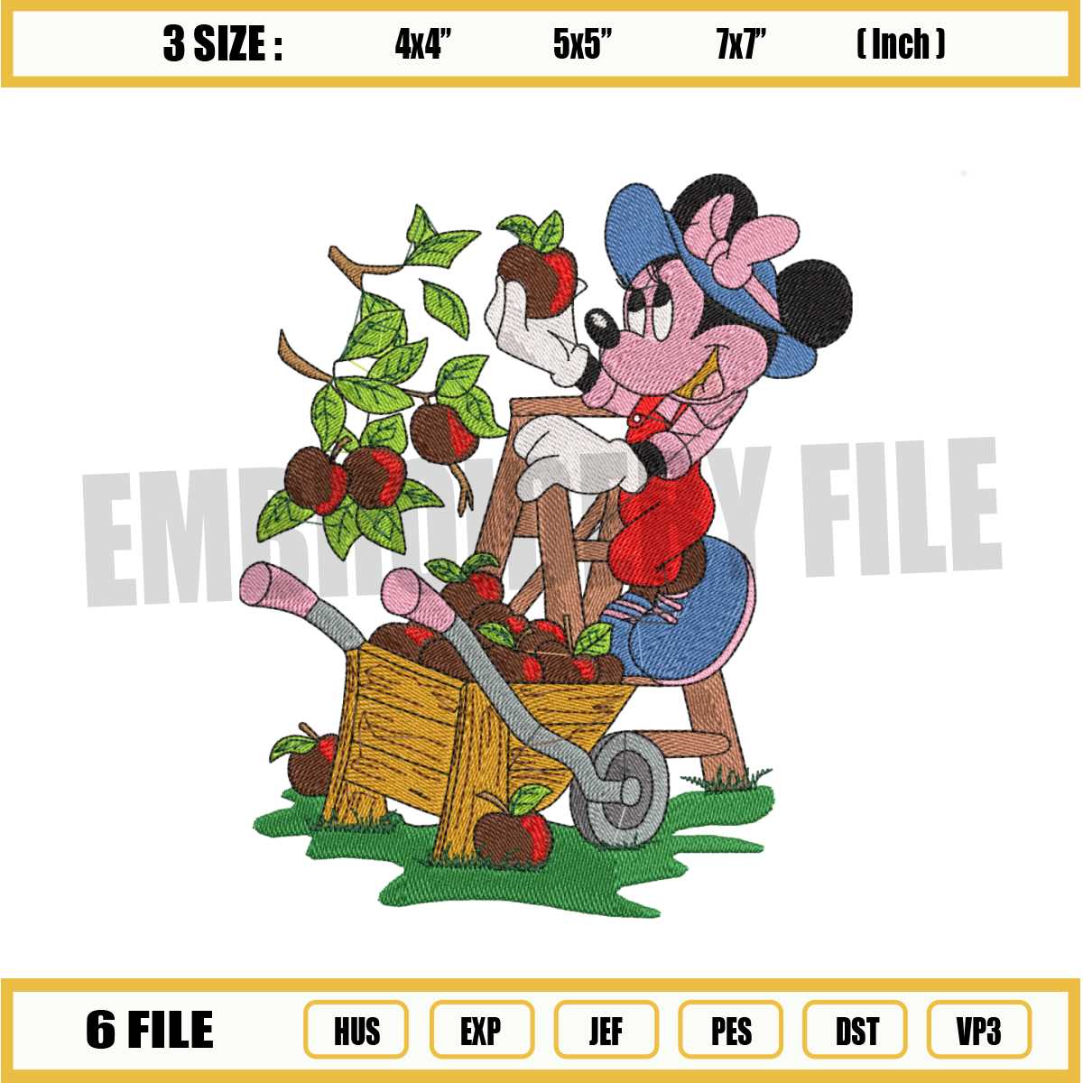 Minnie Mouse Farm Embroidery Design ,png | Inspire Uplift