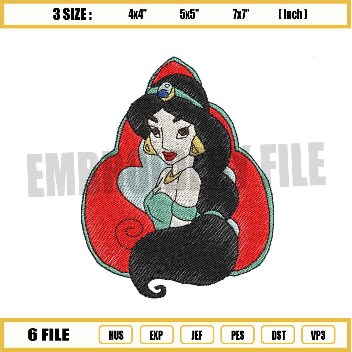 Beauty Princess Jasmine Embroidery | Inspire Uplift