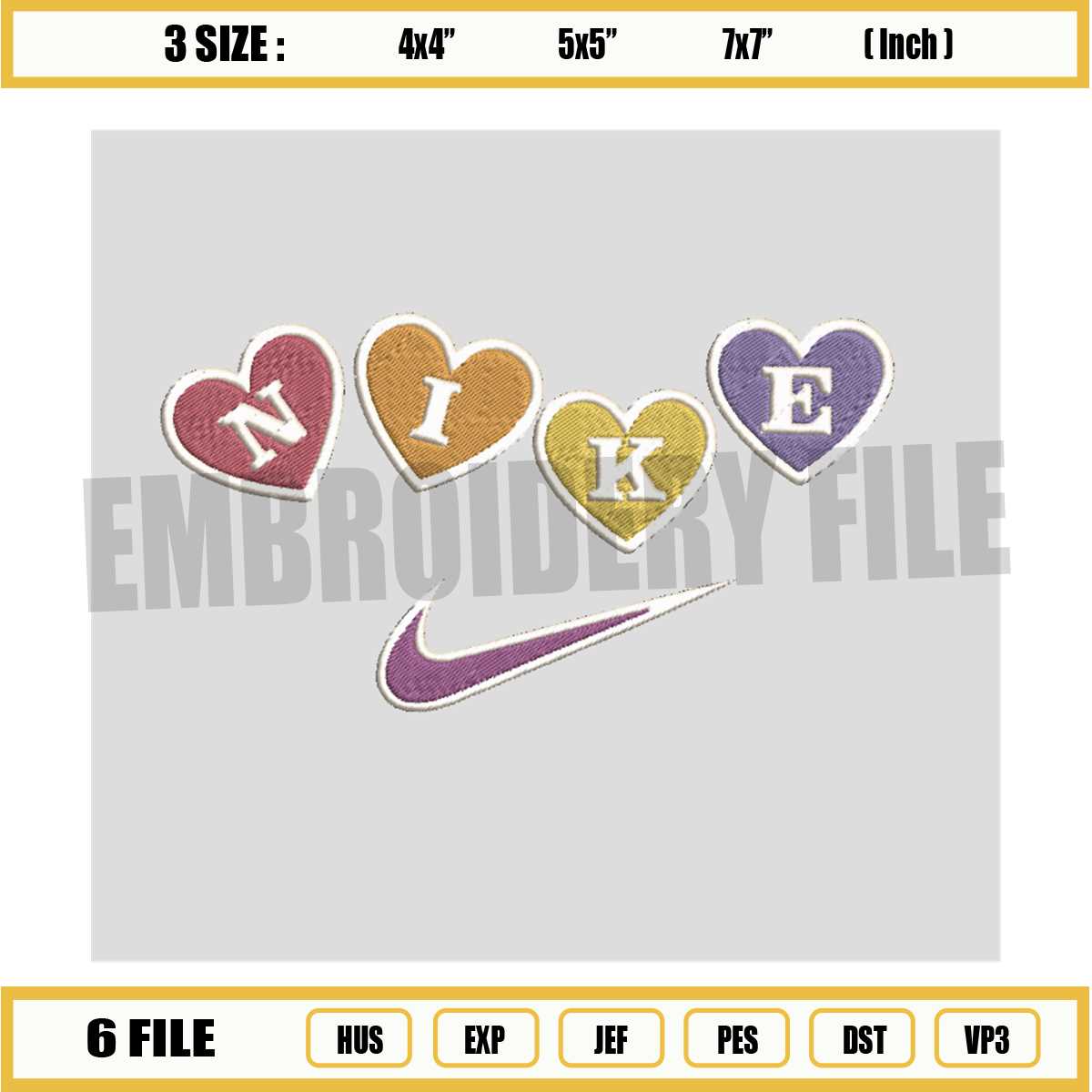 Nike heart embroidery design Png | Inspire Uplift