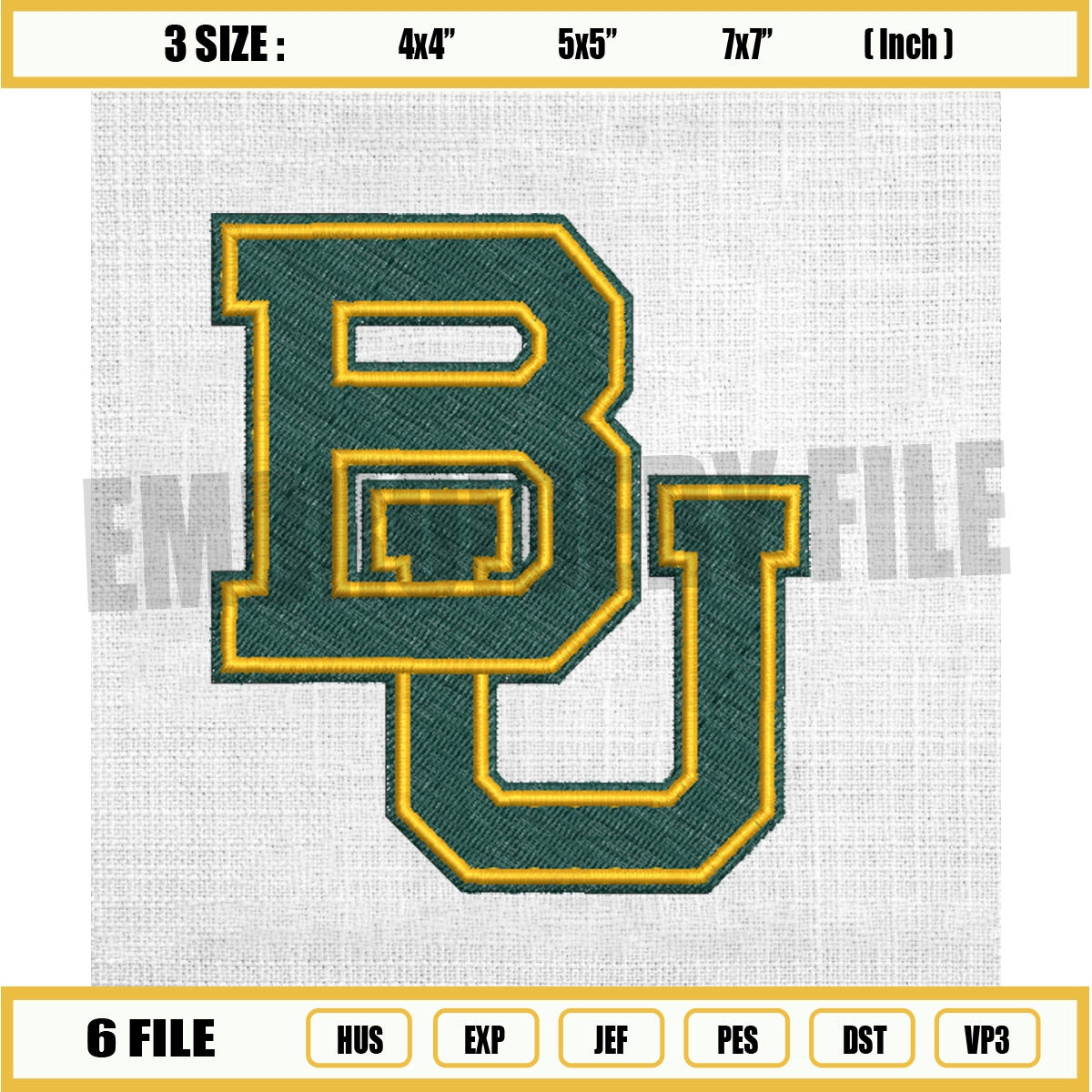 Baylor Bears NCAA Sport Logo Embroidery Design | Inspire Uplift