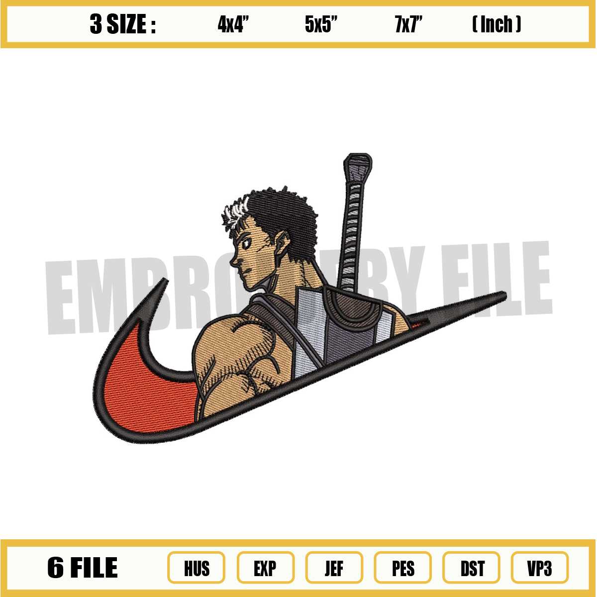Berserk Guts Embroidery Design Png | Inspire Uplift
