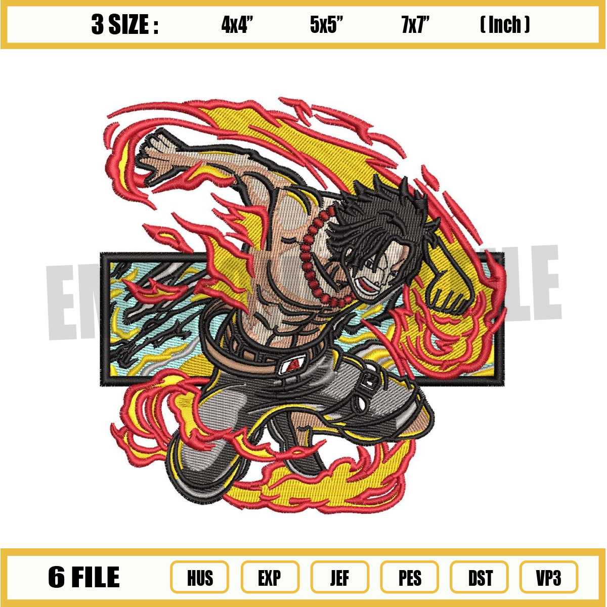 Portgas D Ace Flame Embroidery Design png | Inspire Uplift