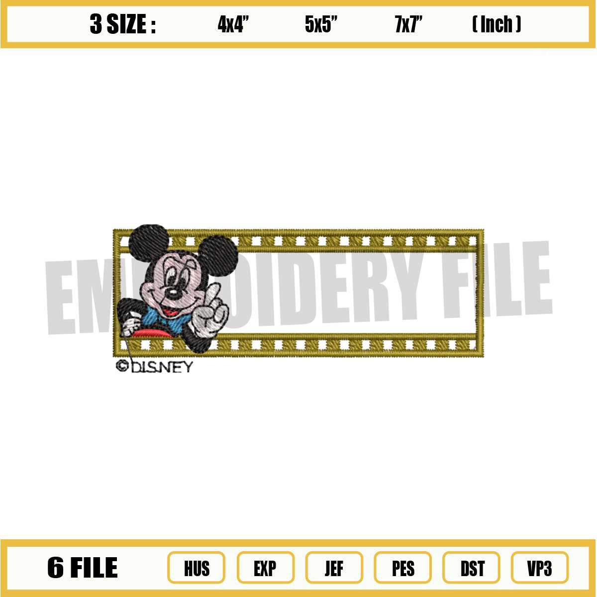 Mickey Mouse Disney Film Frame Embroidery | Inspire Uplift