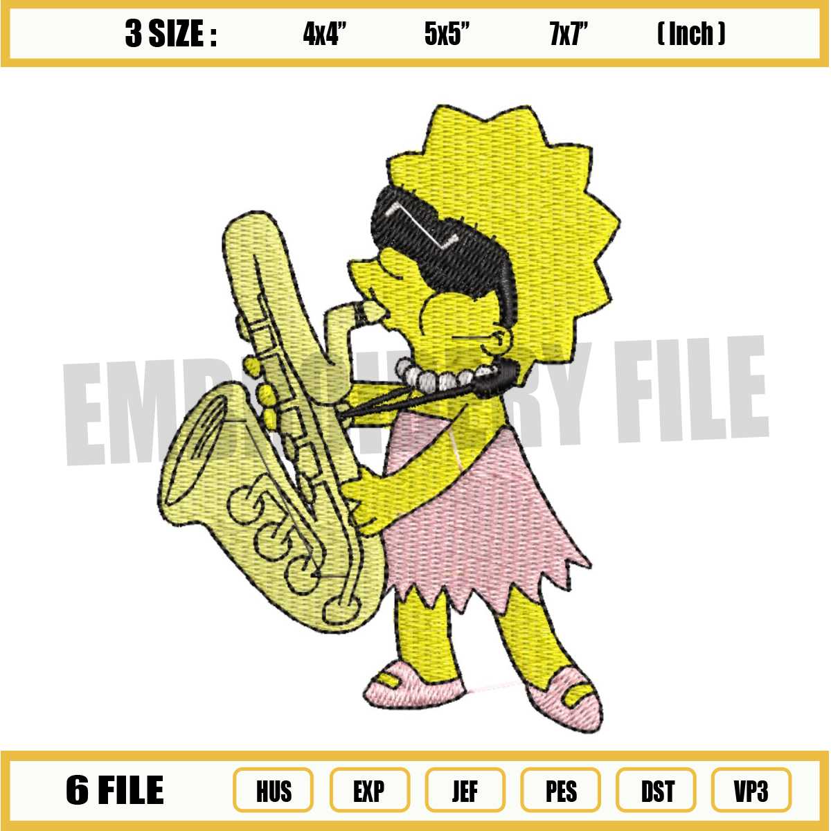 The Simpsons Lisa's Sax Embroidery,png | Inspire Uplift