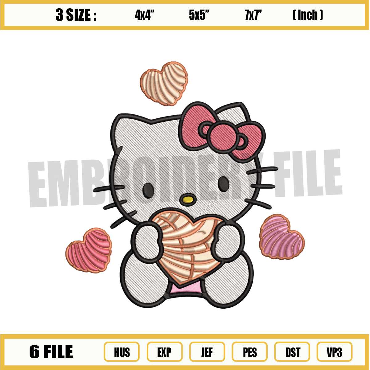 Concha Hello Kitty Embroidery Design Png - Inspire Uplift