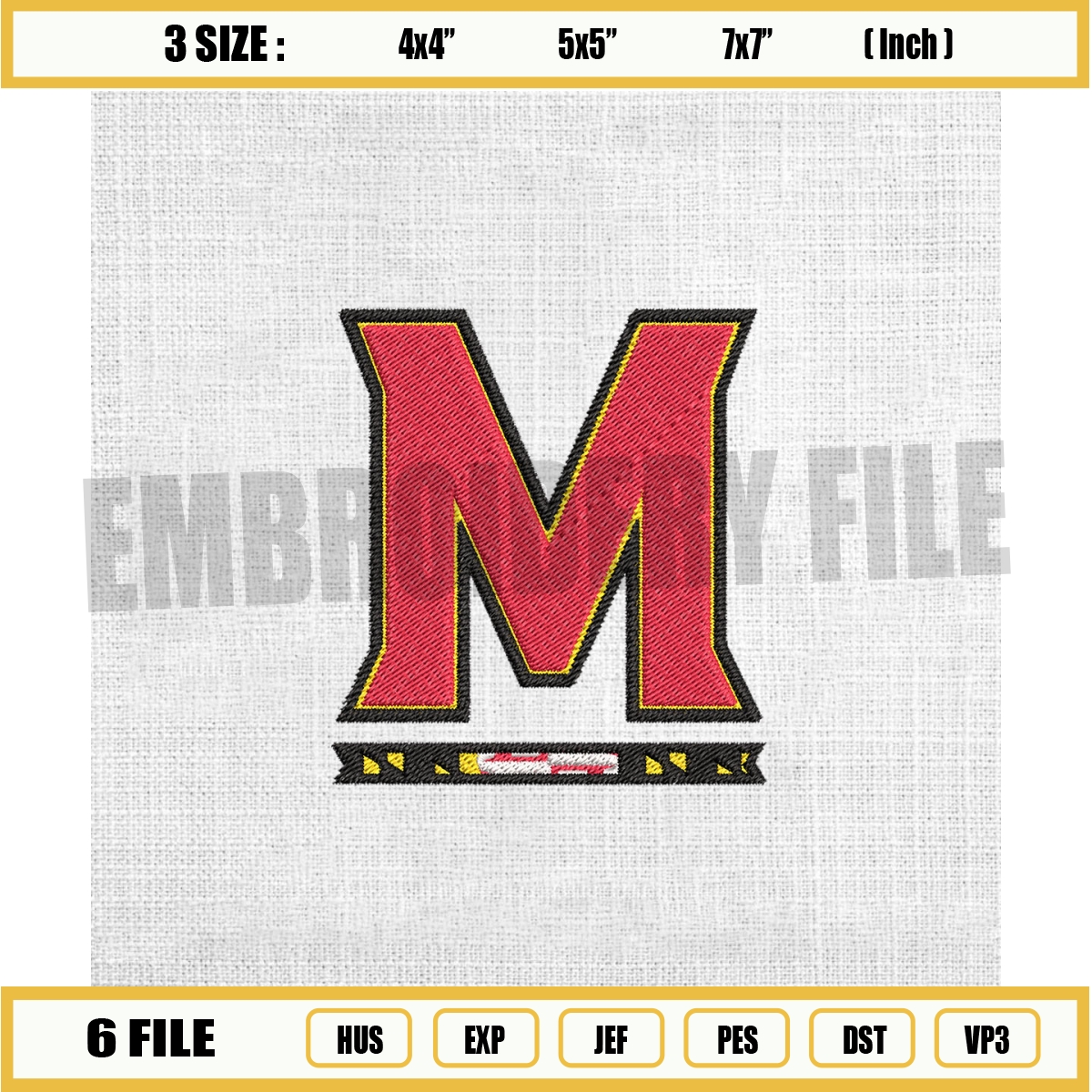 Maryland Terrapins NCAA Logo Embroidery Design | Inspire Uplift