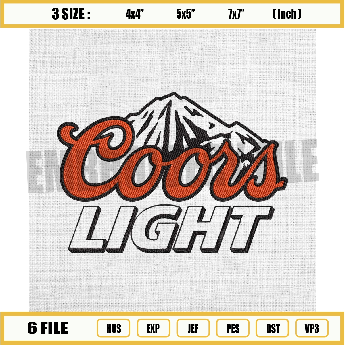 Coors Light Beer Logo Embroidery Design File | Inspire Uplift