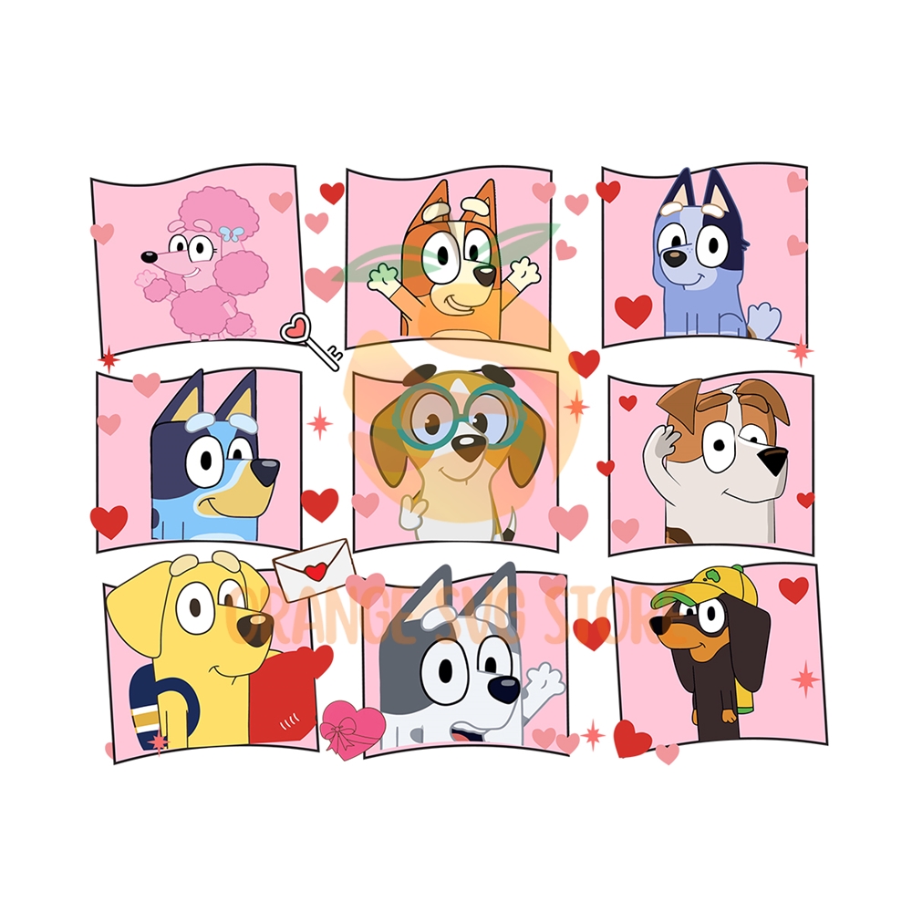 Bluey Friends Love Valentine Day PNG | Inspire Uplift