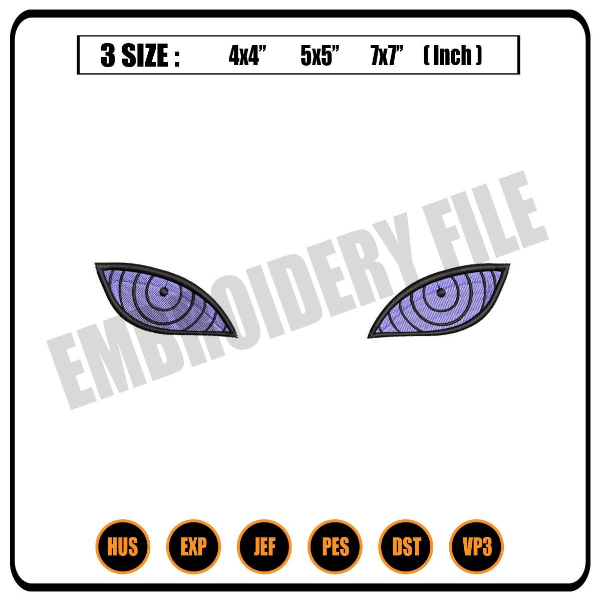 Sharingan Rinnegan Eyes Embroidery Design png | Inspire Uplift