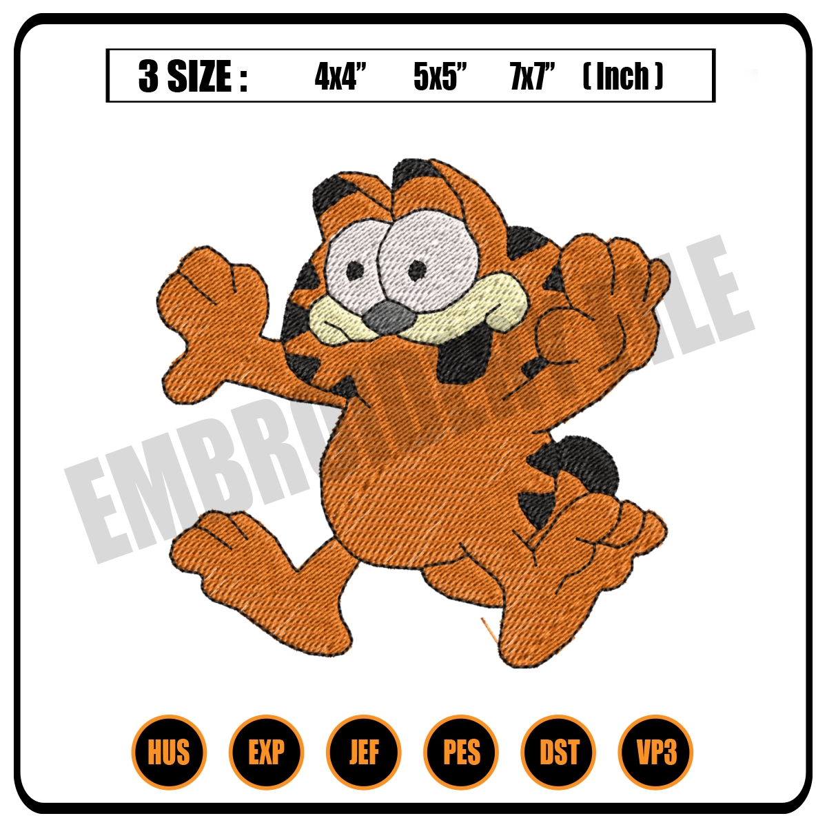 Garfield The Cat Embroidery | Inspire Uplift