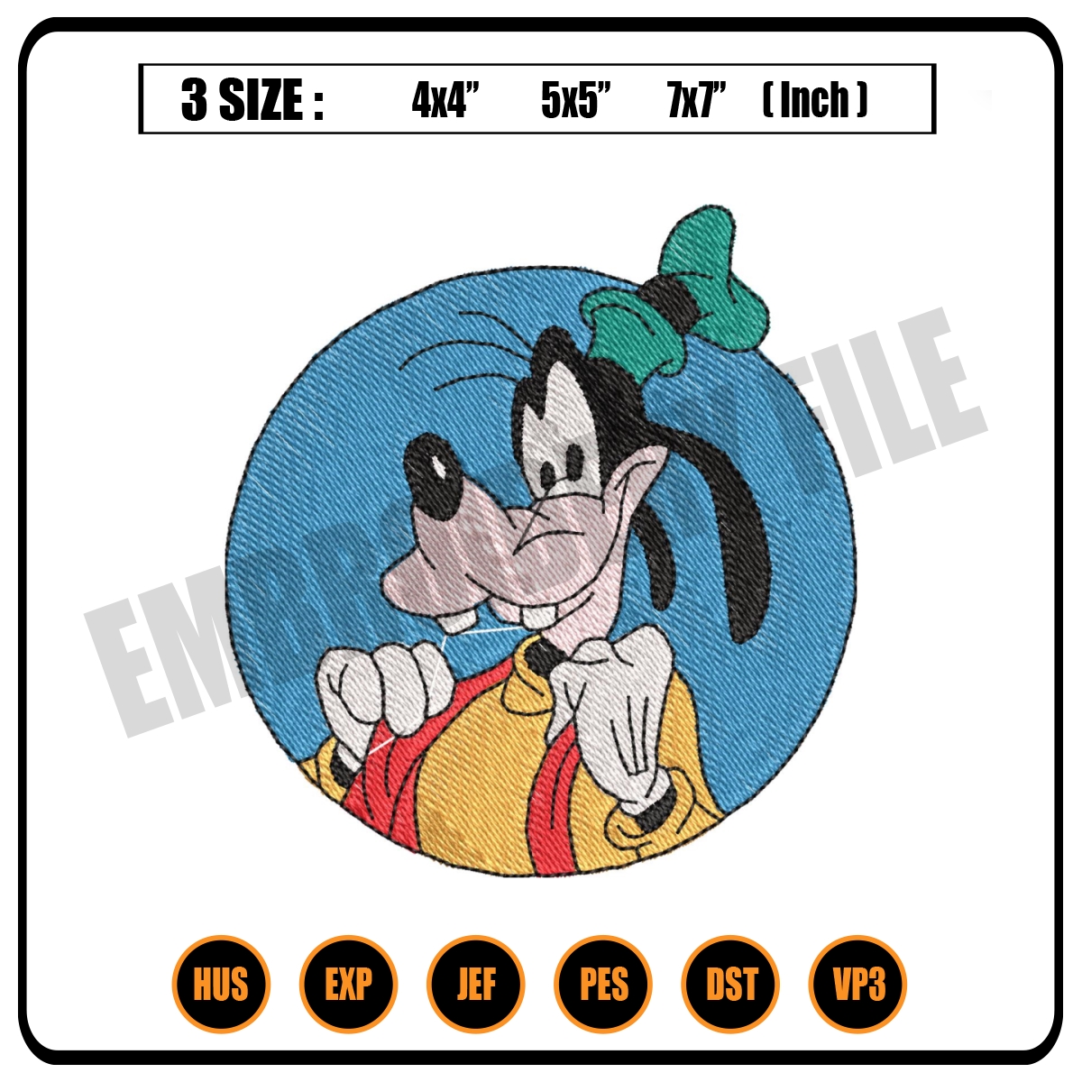 Disney Cartoon Goofy Embroidery Design | Inspire Uplift