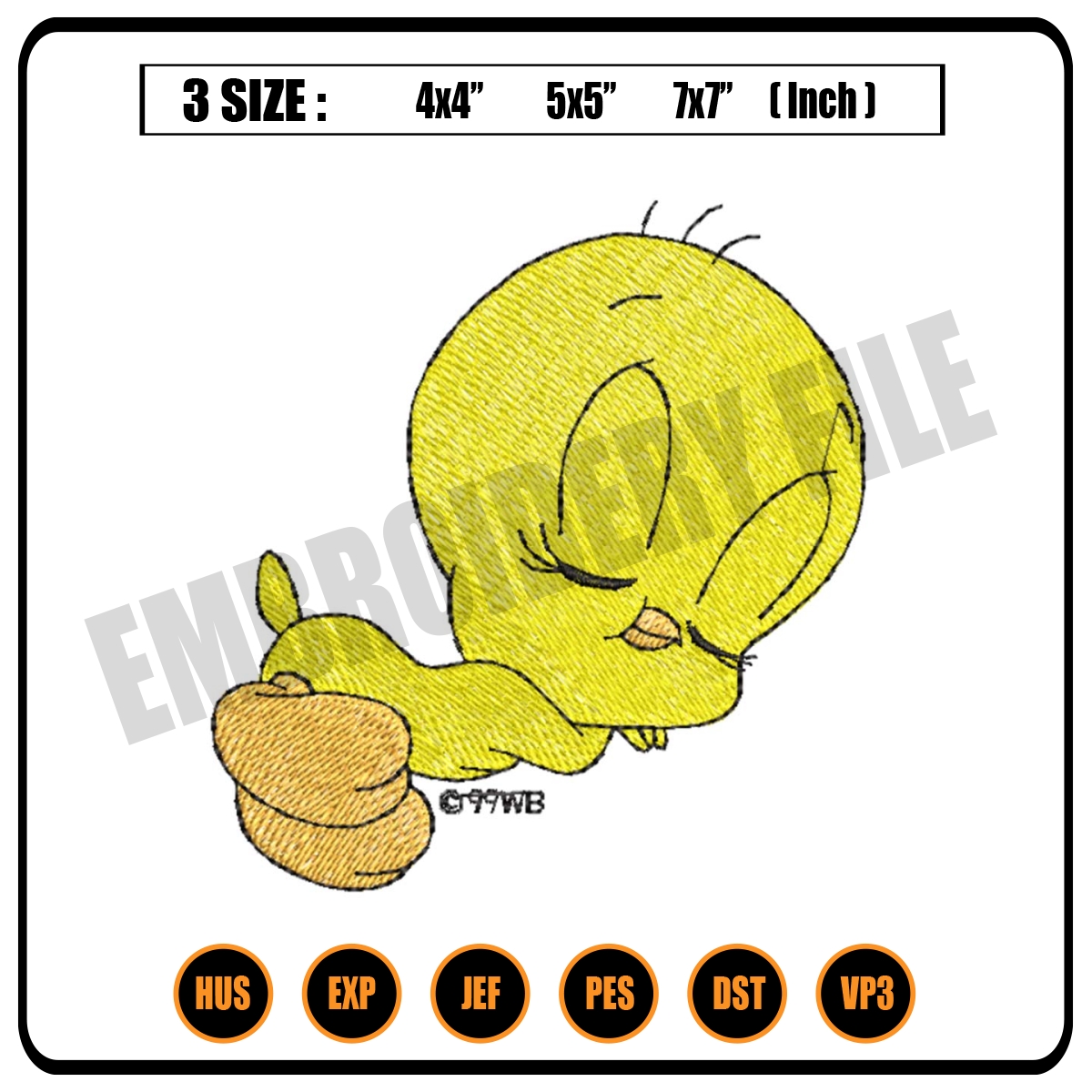 Sleeping Tweety Bird Embroidery Png | Inspire Uplift