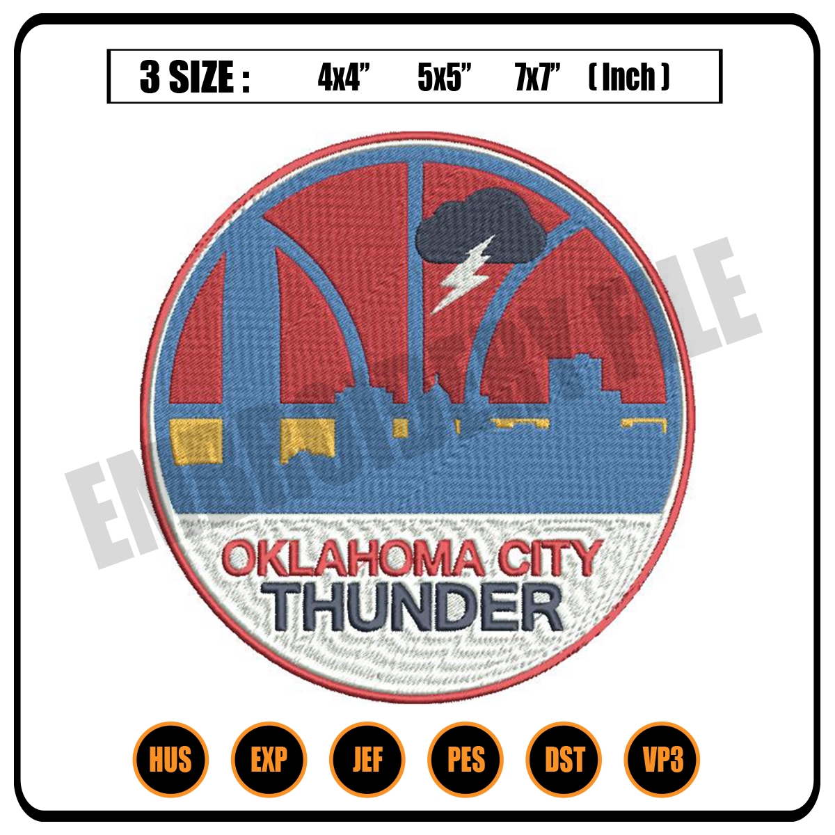 Oklahoma City Thunder logo embroidery design,NBA embroidery, | Inspire ...