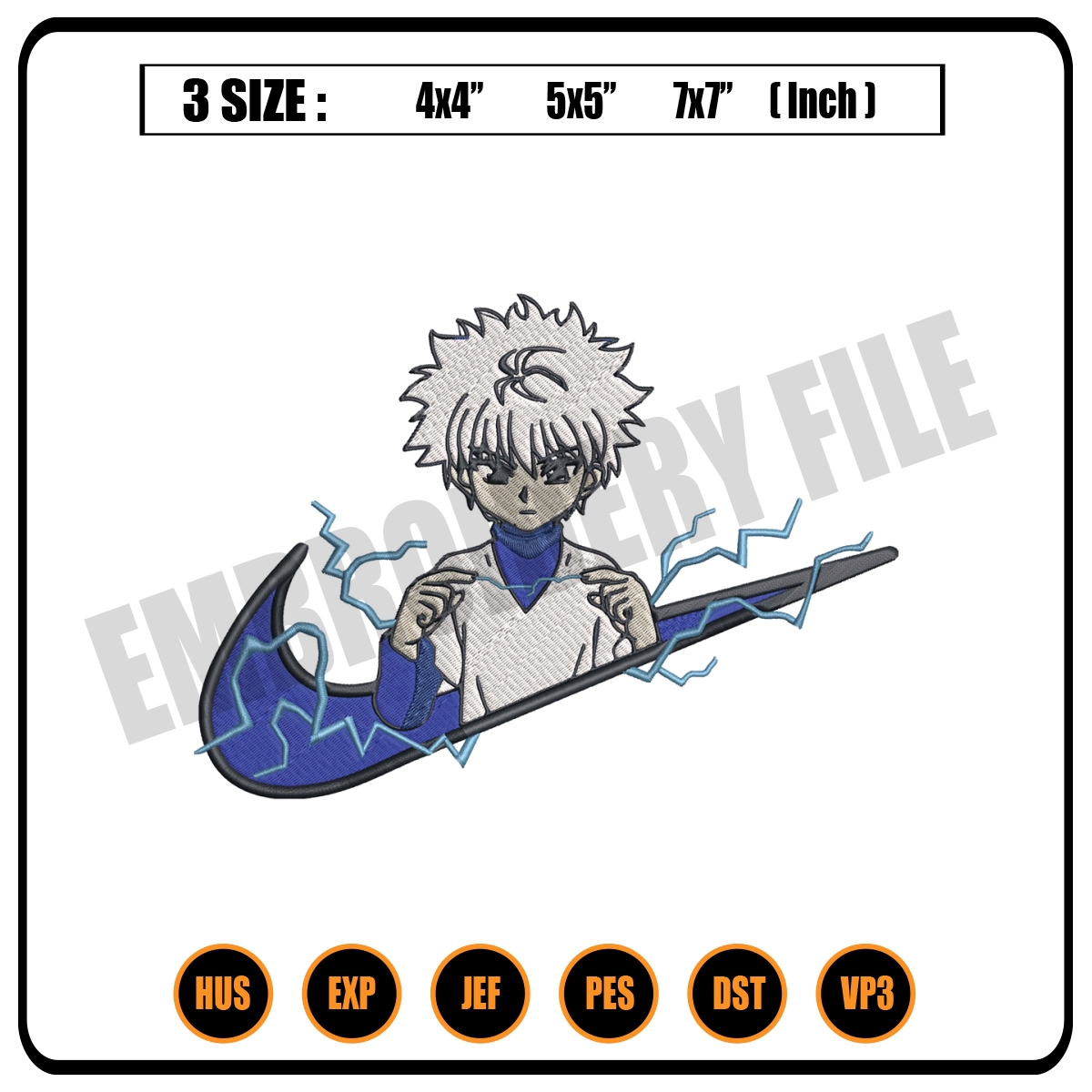 Killua Embroidery Design File Png | Inspire Uplift