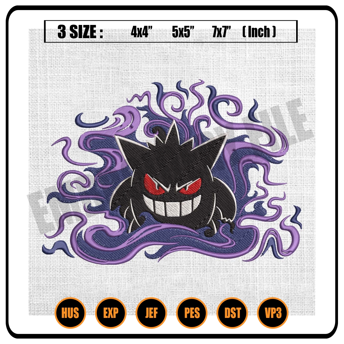 Gengar Pokemon Embroidery Design | Inspire Uplift