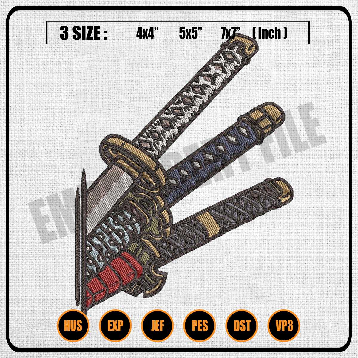 New 3 Katana One Piece Embroidery Design | Inspire Uplift