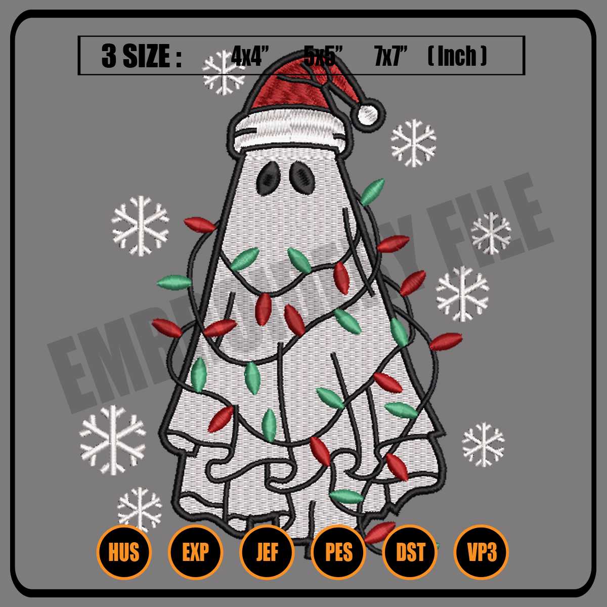 Santa Spooky Ghost Christmas Light Embroidery | Inspire Uplift
