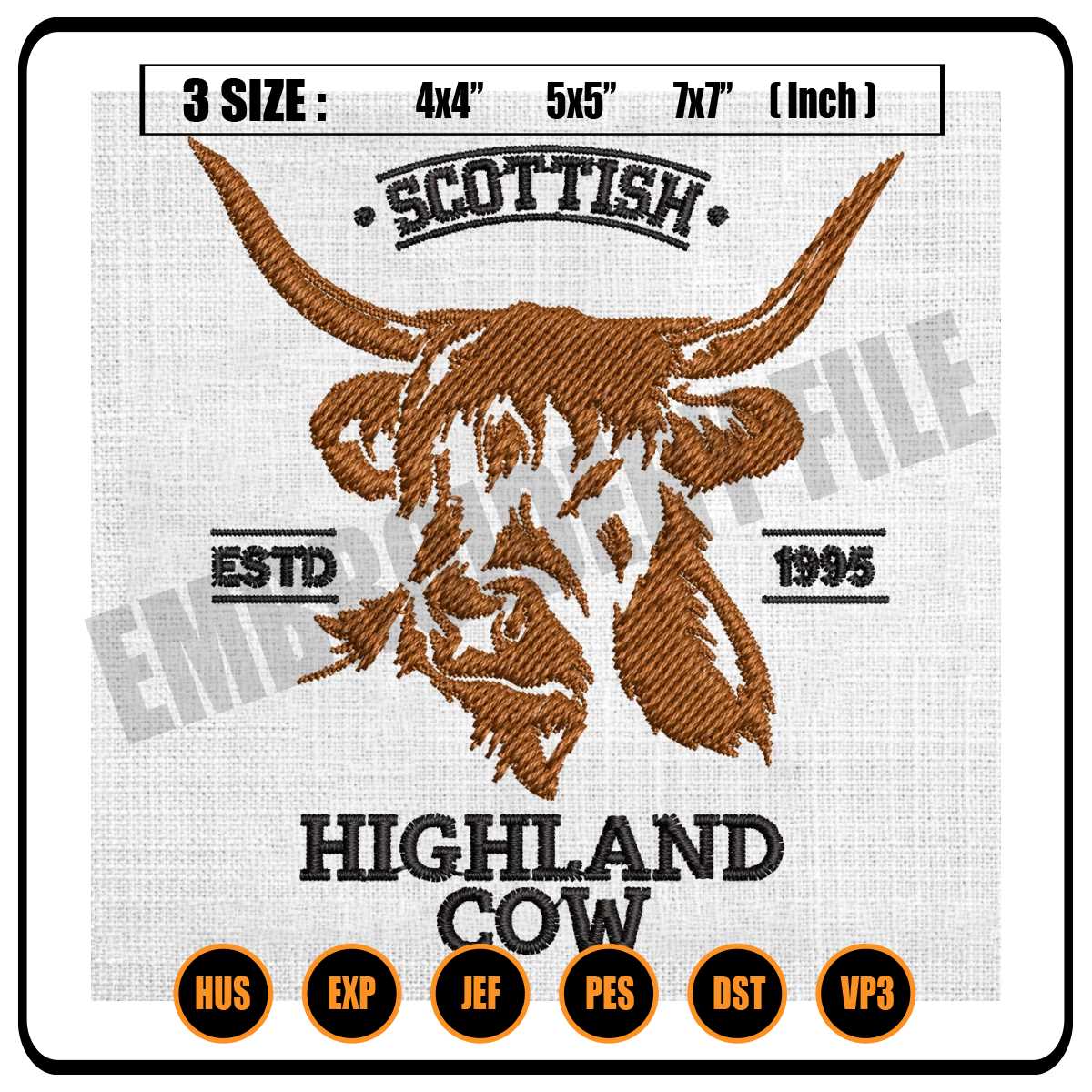 Scottish Highland Cow Embroidery Design, Western Highland Em | Inspire ...