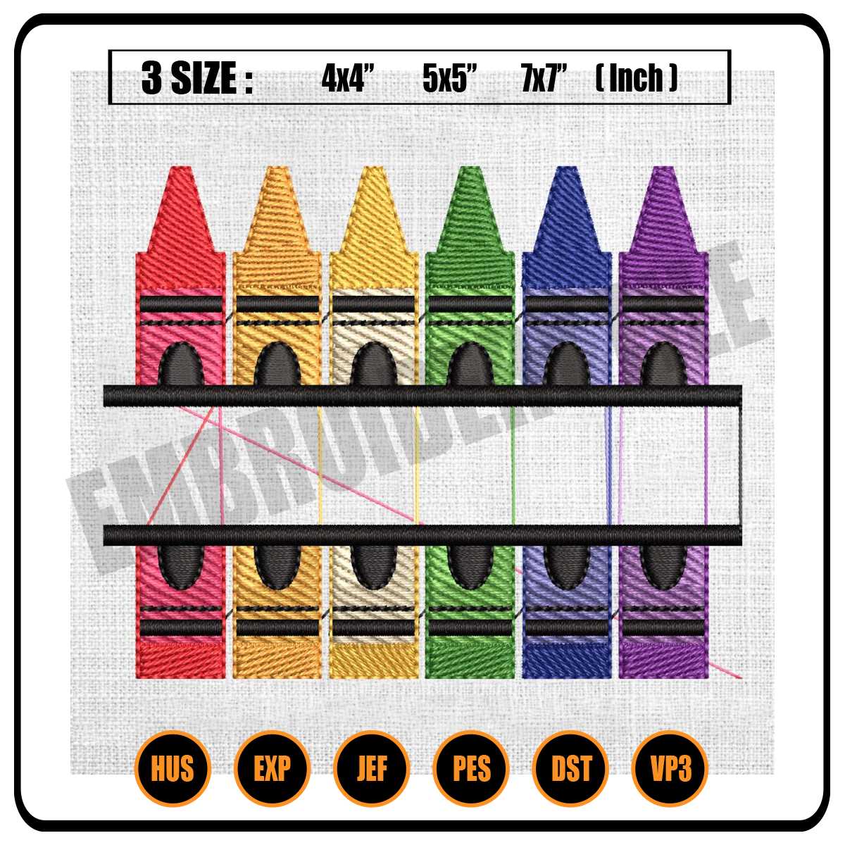 Colored Crayons Monogram Embroidery Design, Back To School E | Inspire ...