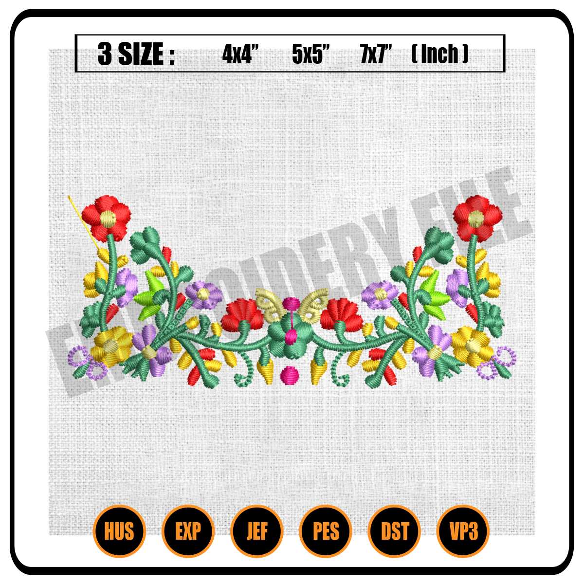 Colorful Flowers With Branches Embroidery Design, Spring Flo | Inspire ...
