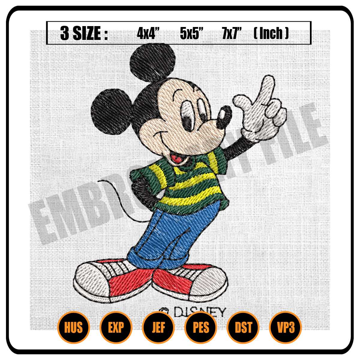 Disney Characters Mickey Mouse Embroidery Design, Mickey Mou | Inspire ...