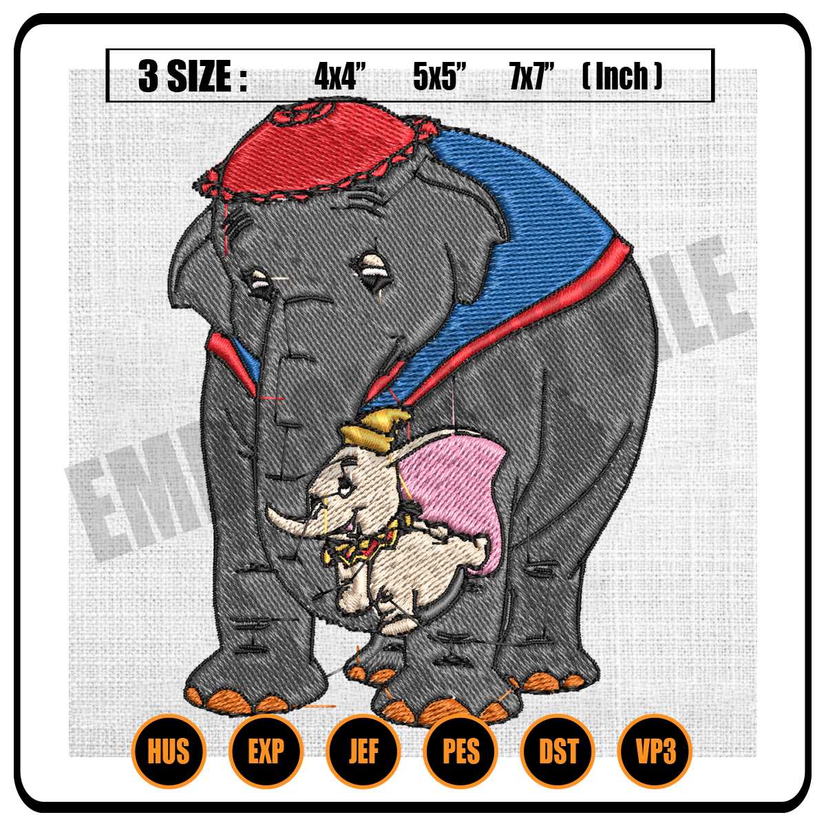 Dumbo And Mrs. Jumbo Embroidery Design, Dumbo The Elephant E | Inspire ...