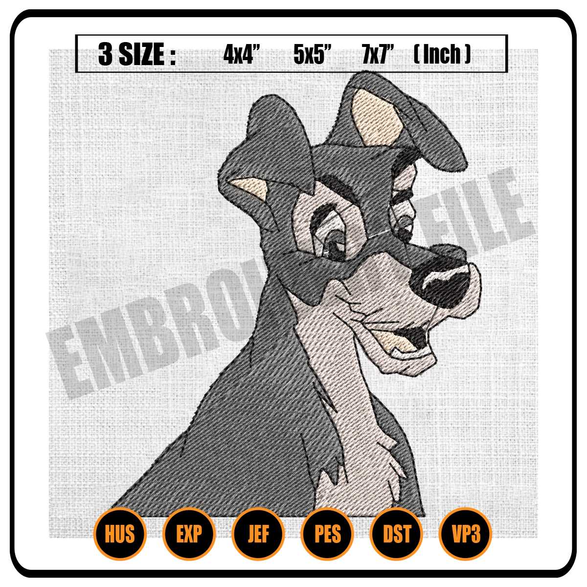 The Tramp Dog Embroidery Design, Lady And The Tramp Embroide | Inspire ...