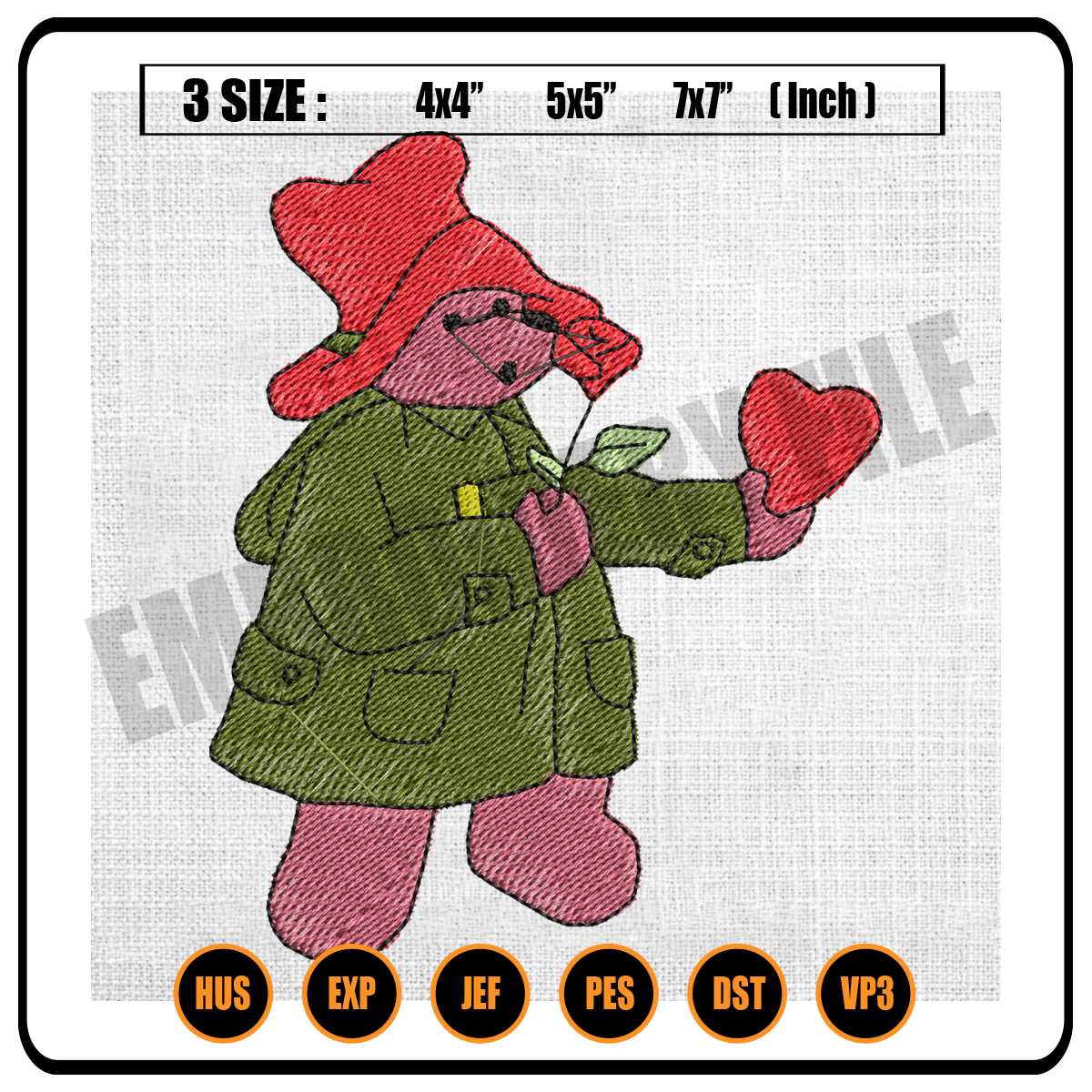 Romantic Paddington Bear Embroidery Design, Disney Character | Inspire ...