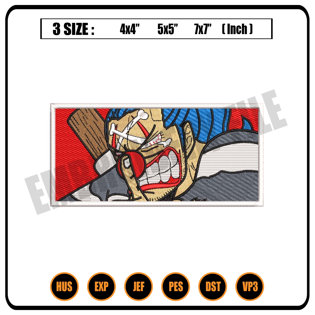 One Piece Buggy Embroidery Design png | Inspire Uplift