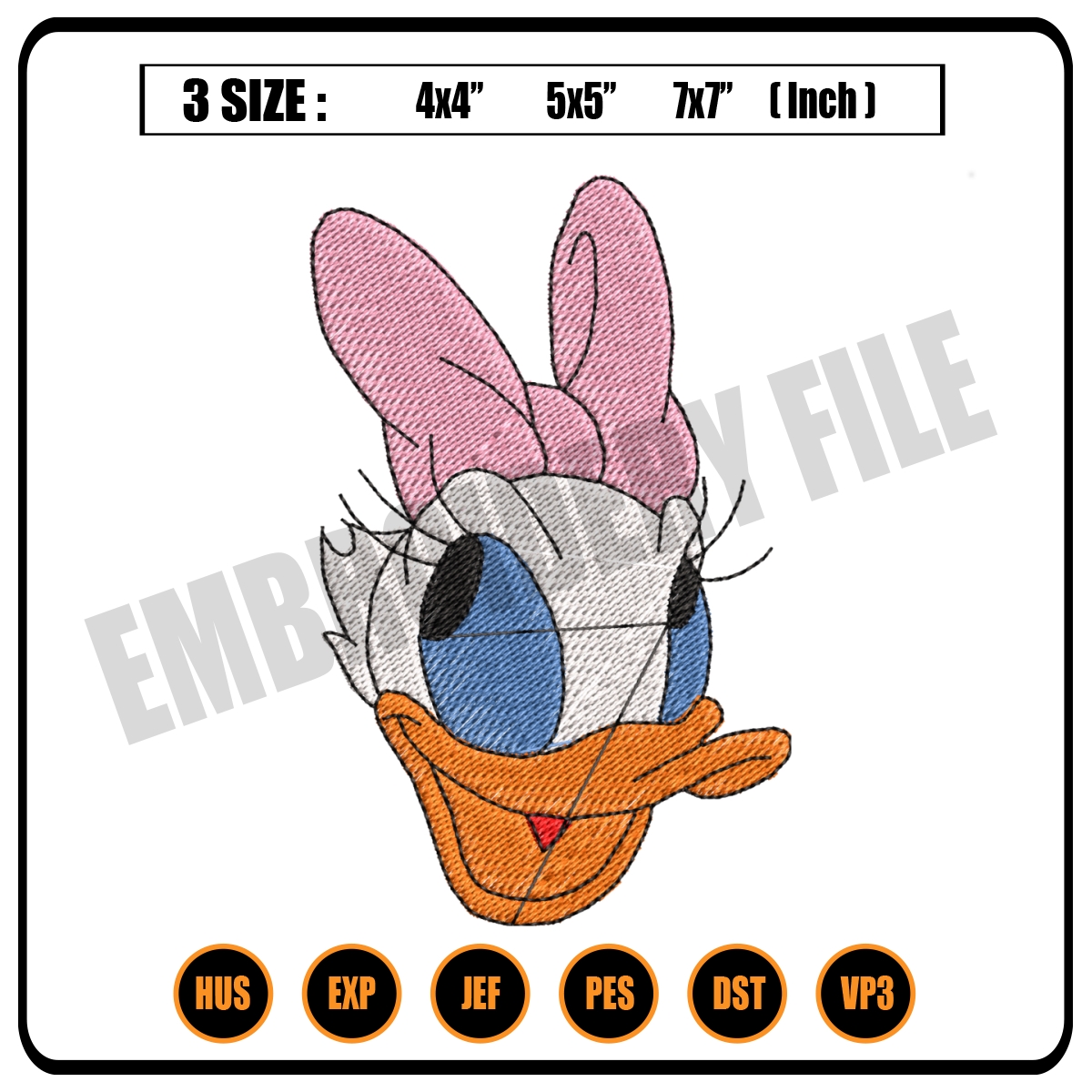 Daisy Duck Head Embroidery Design Png | Inspire Uplift