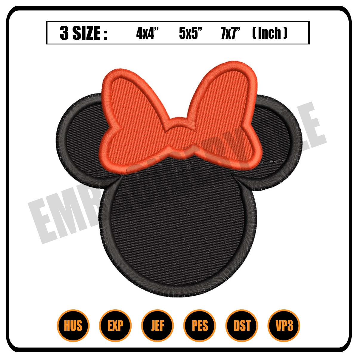 Minnie Mouse Head Logo Embroidery Png | Inspire Uplift