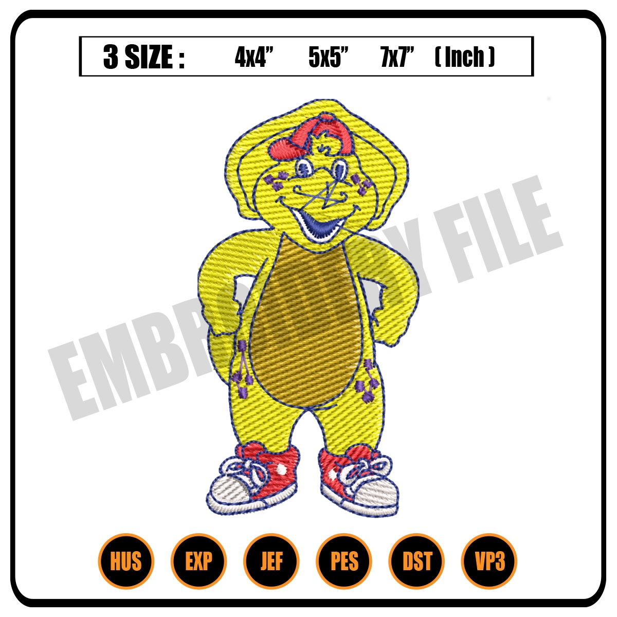 BJ The Dino Barney Friends Embroidery Png | Inspire Uplift