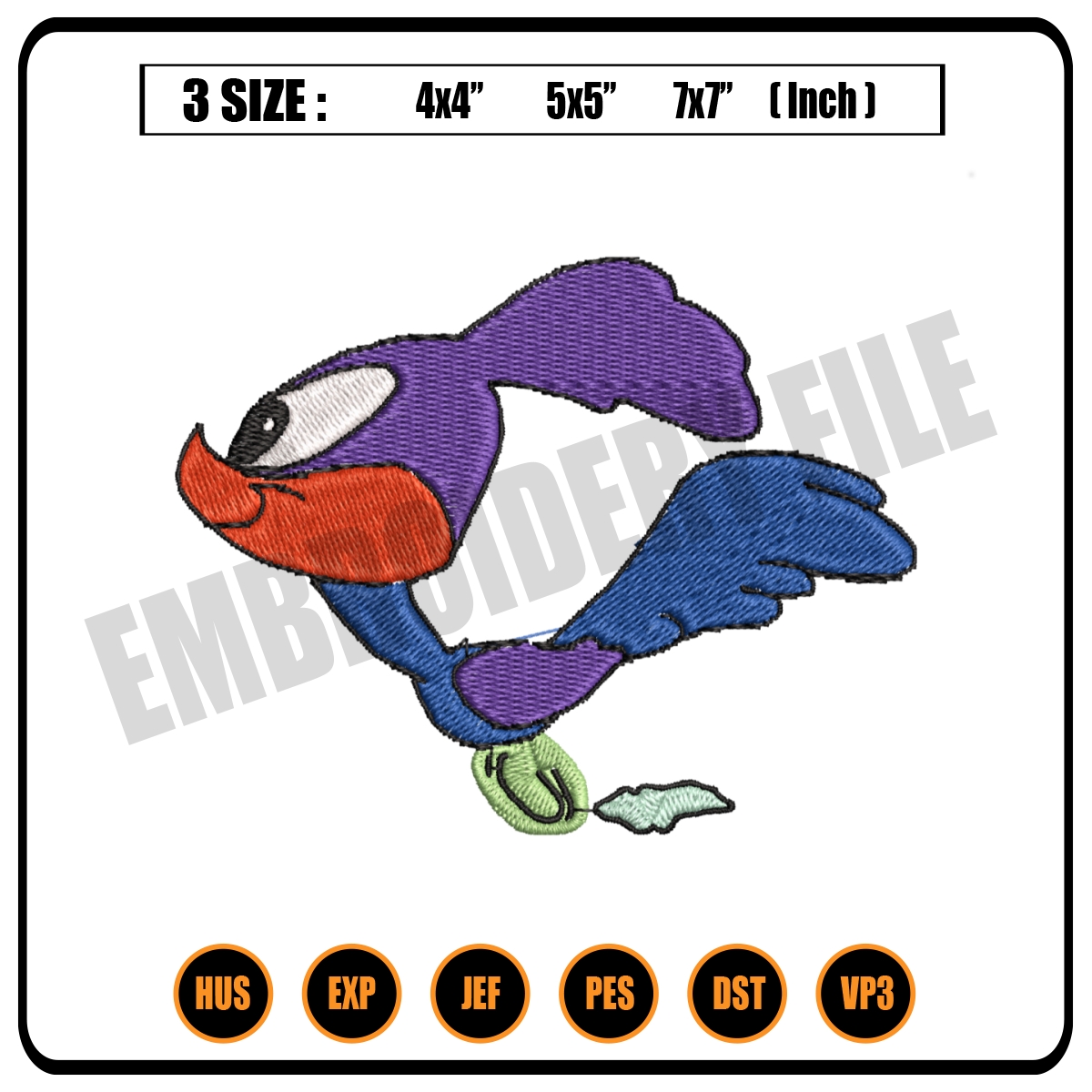 Looney Tunes Road Runner Embroidery Png - Inspire Uplift