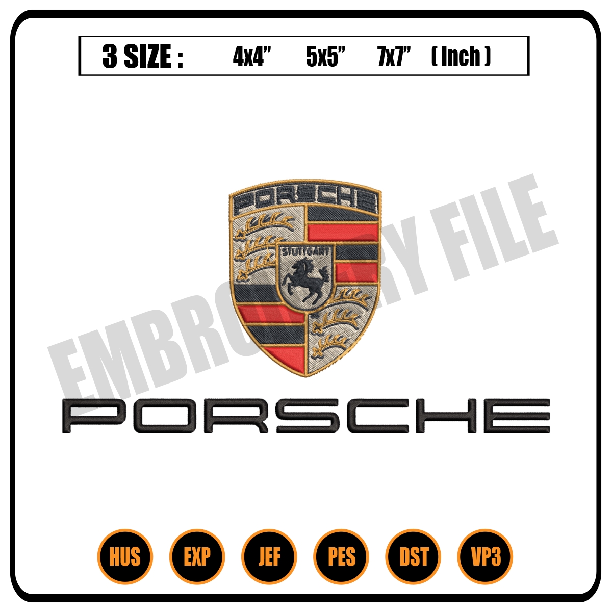 Porsche Car Logo Embroidery Design Png | Inspire Uplift