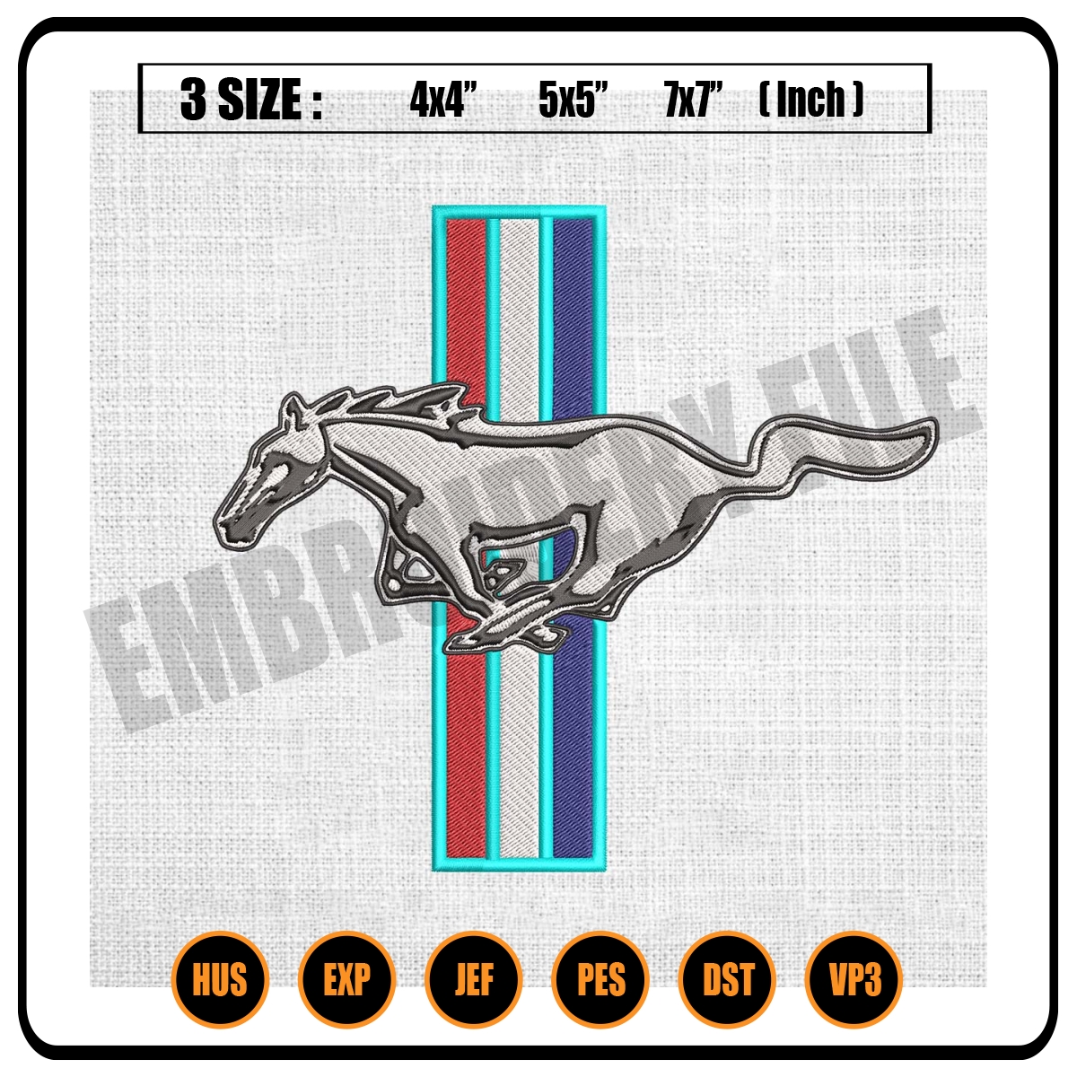 Ford Mustang Car Embroidery | Inspire Uplift