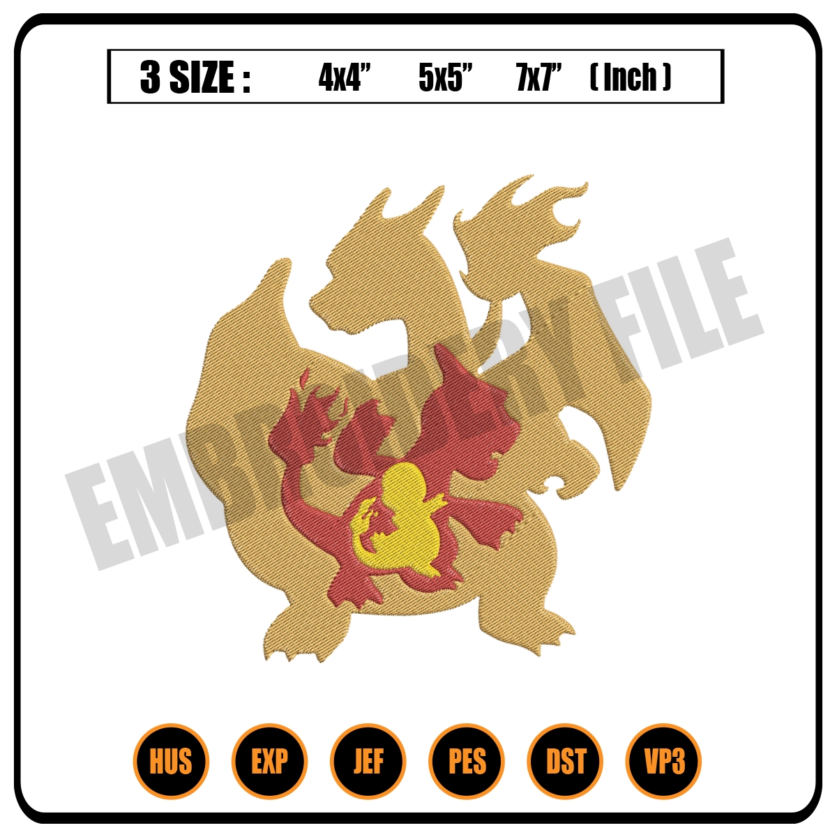 Charizard Pokemon Embroidery Design | Inspire Uplift