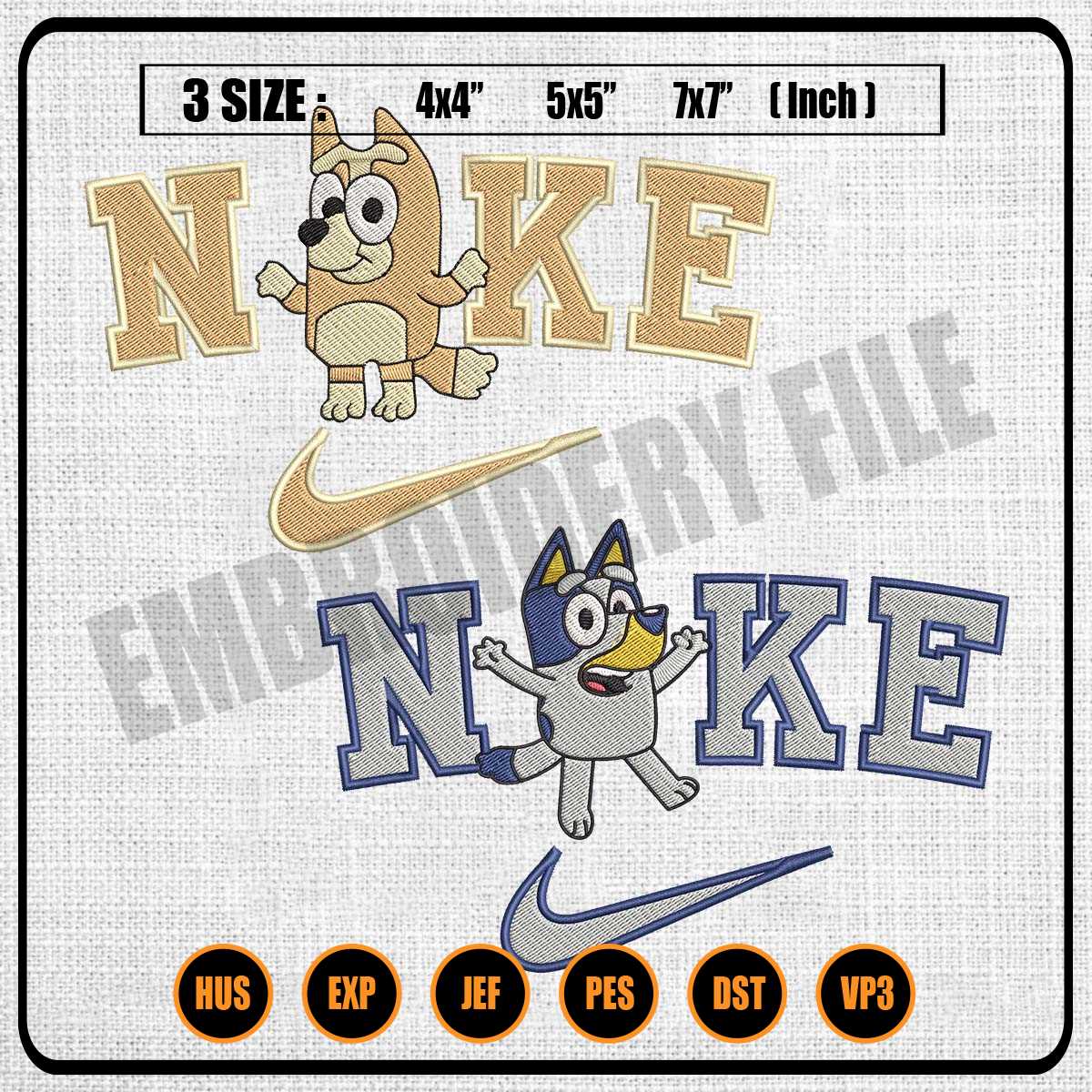 Nike Bandit And Chilli Heeler Embroidery Design | Inspire Uplift