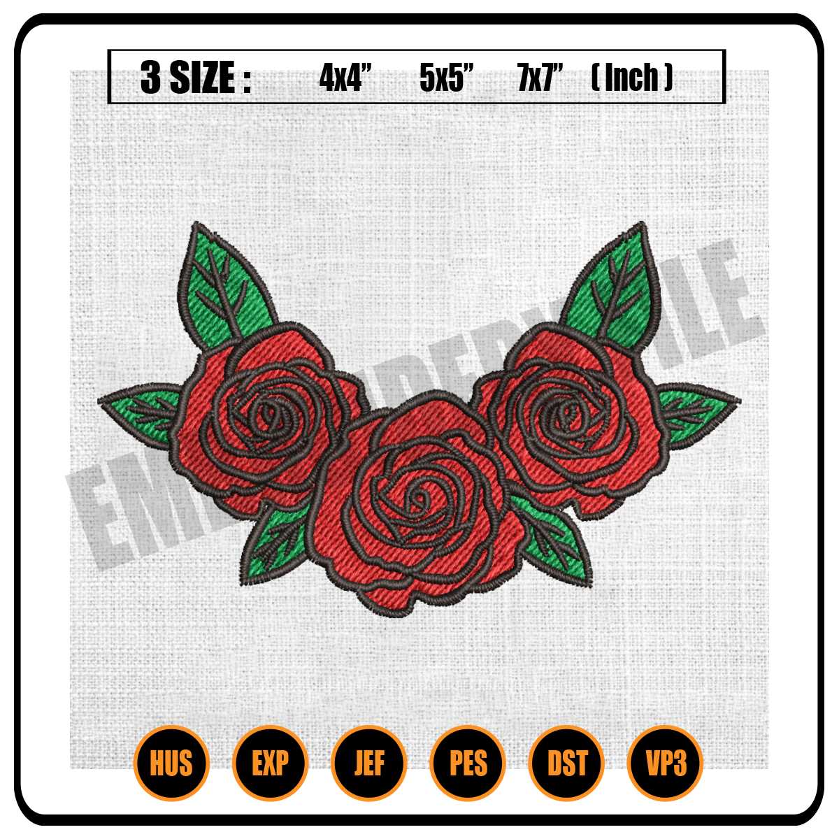 Red Roses Embroidery Design, Rose Flowers Embroidery, Spring | Inspire ...